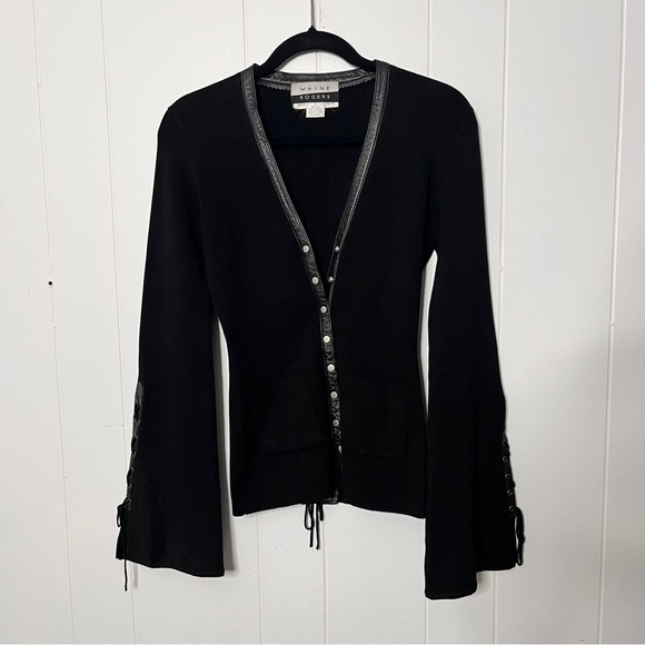 Vintage | Sweaters | Vintage Ribbed Sweater Bell Sleeve Corset Lace ...